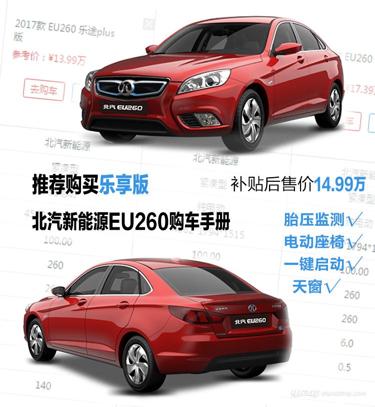 北汽新能源EU260购车手册：推荐乐享版